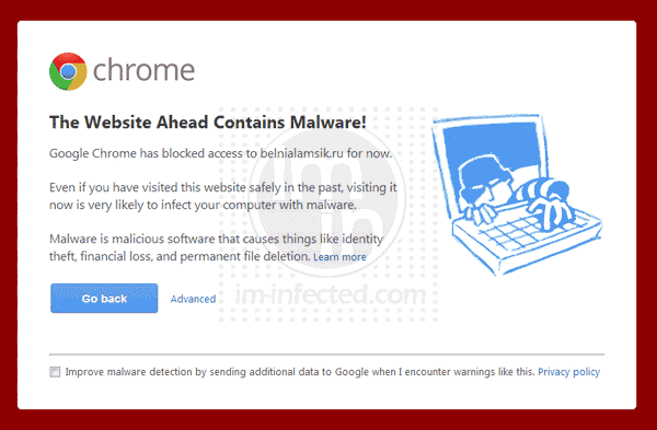 The website ahead contains Malware! - VirusPup